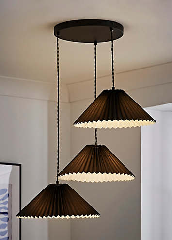 ValueLights Akira Pleated Shade 3 Drop Ceiling Light | Freemans