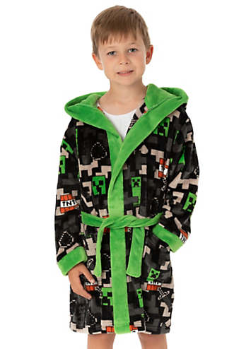 Vanilla Underground Minecraft Boys Green Hooded Bathrobe | Freemans