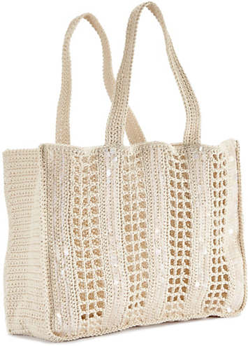 Vivance Crochet Sequin Shopper Bag | Freemans