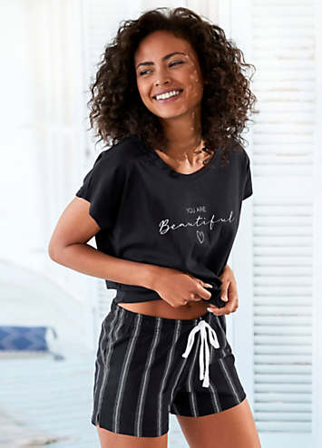 Vivance Dreams Stripe Shorty Print Pyjamas | Freemans