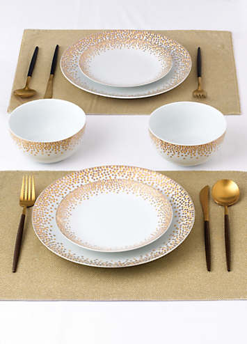 Waterside 12 Piece Gold Sparkle Dinner Set | Freemans