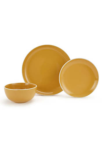 Waterside 12 Piece Saffron Yellow Dinner Set | Freemans