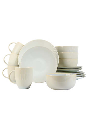 Waterside 16 Piece Reactive Glaze Cream Dinner Set | Freemans