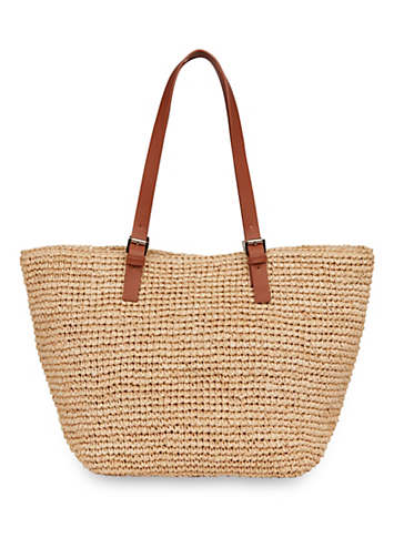 Whistles Teya Neutral Buckle Handle Straw Tote Bag | Freemans