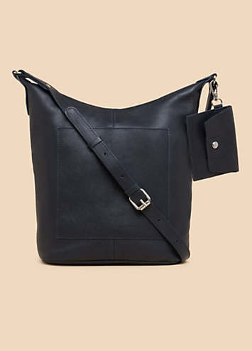White Stuff Navy Fern Leather Crossbody Bag | Freemans