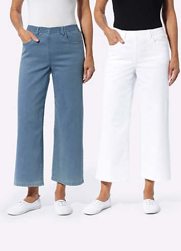 Witt Pack of 2 Elasticated Waist Cropped Jeans | Freemans