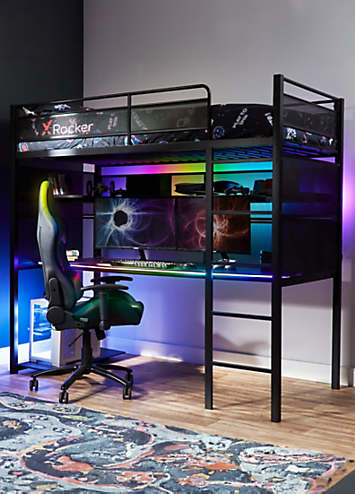X Rocker Battlebunk Gaming High Sleeper Bed with Neo Motion SYNC® RGB ...