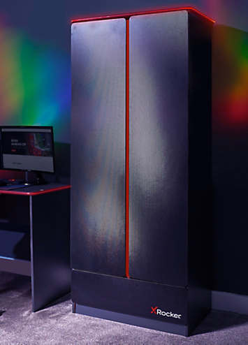 X Rocker CARBON-TEK 2 Door Wardrobe with Drawer and LED Lights - Grey ...