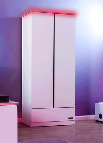 X Rocker CARBON-TEK 2 Door Wardrobe with Drawer and LED Lights - White ...