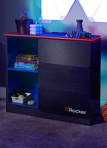 X Rocker Carbon-Tek Chest of 3 Drawers with LED Lights - Grey/Blue ...