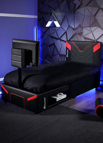 X Rocker Cerberus Twist TV Gaming Bed - Single Carbon Red | Freemans