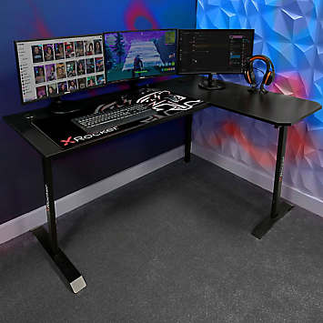 X Rocker Panther XL Corner Reversible Gaming Desk with Smooth-Glide ...
