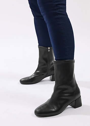 Yours Block Heel Stretch Boots In Extra Wide EEE Fit | Freemans