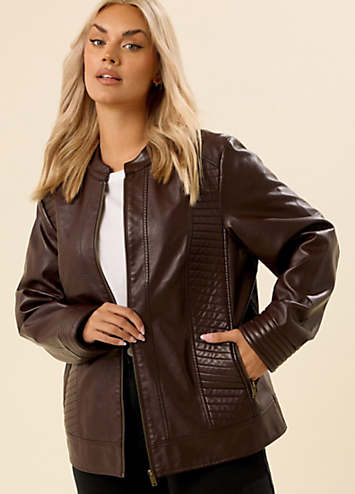 Yours Curve Biker Faux Leather Jacket | Freemans