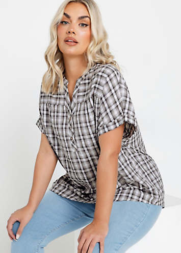 Yours Curve Check Print Textured Blouse | Freemans