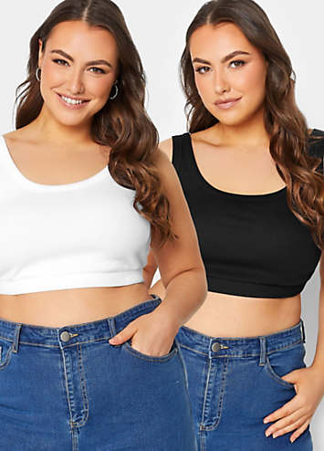 Yours Curve Pack of 2 Ribbed Crop Tops | Freemans