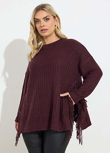 Yours Curve Side Fringe Knitted Jumper | Freemans