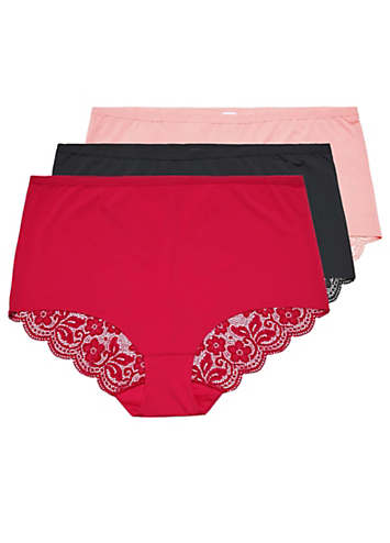Yours Pack of 3 Curve Lace Back High Waisted Knickers | Freemans