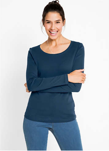 bonprix Cotton Rib Long Sleeve Top | Freemans