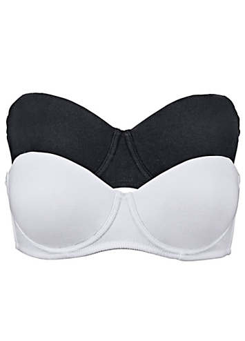 bonprix Pack of 2 Underwired Organic Cotton Strapless Bras | Freemans