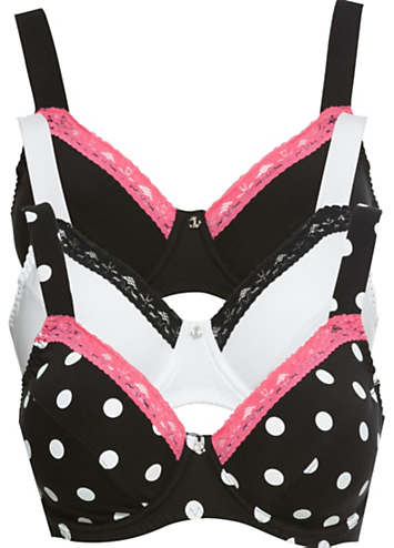 bonprix Pack of 3 Underwired Full Cup Bras | Freemans