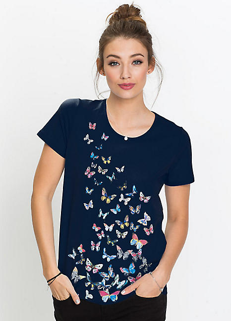 Butterflies Print T Shirt By Bonprix Freemans