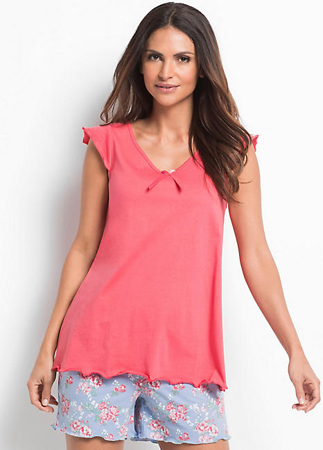 Fluted Sleeve Summer Pyjamas by bonprix | Freemans