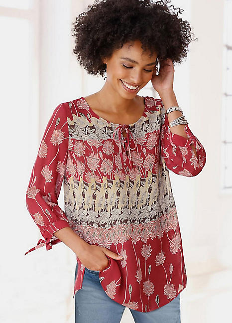 Heine Floral Chiffon Blouse | Freemans