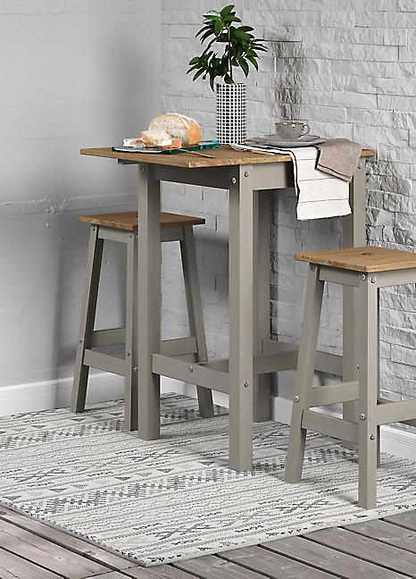 Sierra Drop Leaf Breakfast Table 2 High Stools Set Freemans