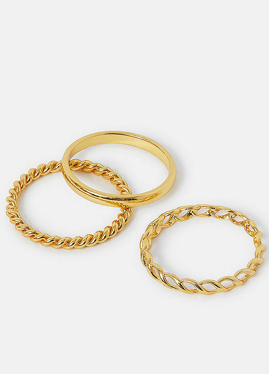 Accessorize 3-Pack 14ct Gold-Plated Stacking Rings | Freemans