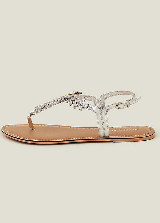 Accessorize Diamante Leaf Embellished Sandals | Freemans