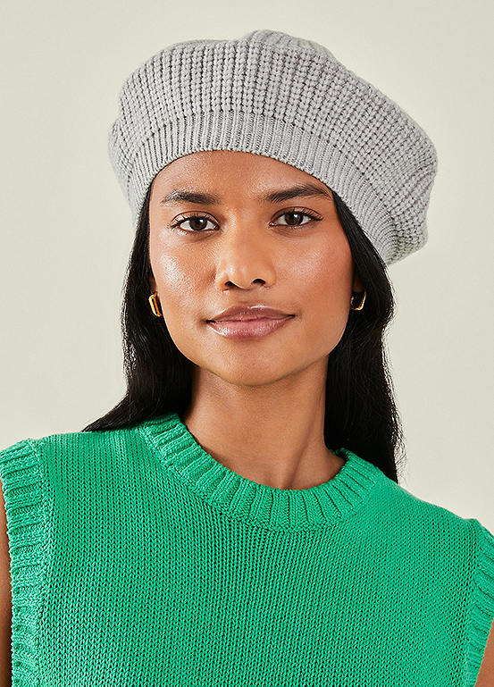 Accessorize Grey Ribbed Knit Beret | Freemans