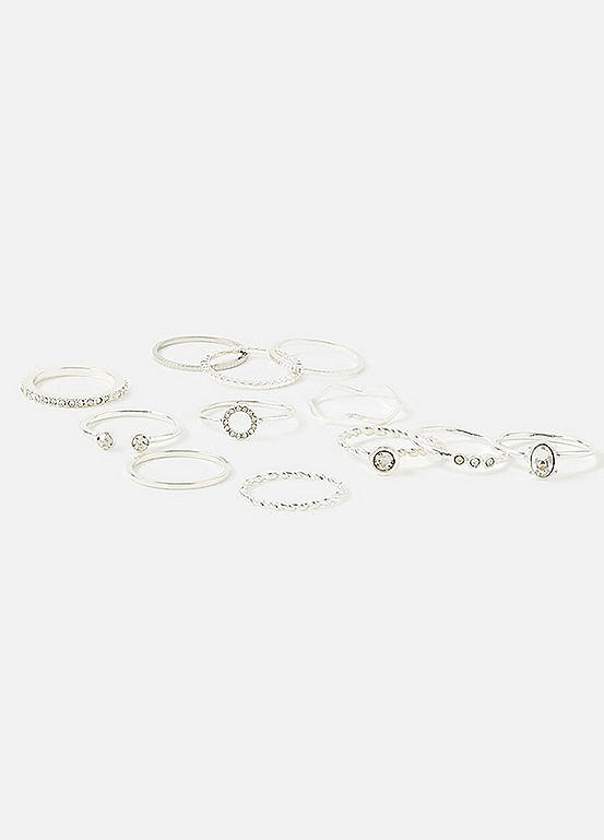 Accessorize Pack of 12 Crystal Rings | Freemans