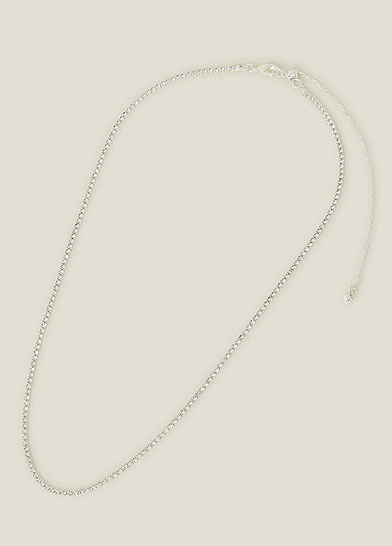 Accessorize Sterling Silver-Plated Tennis Necklace | Freemans