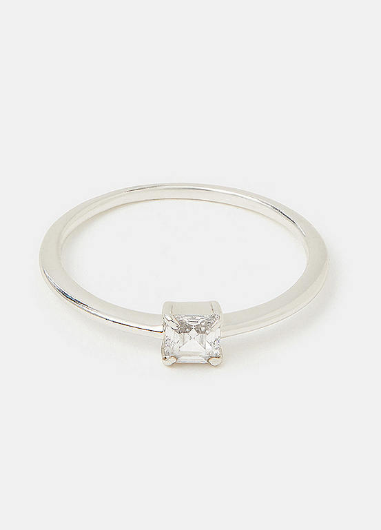 Accessorize Sterling Silver Princess Cut Ring | Freemans