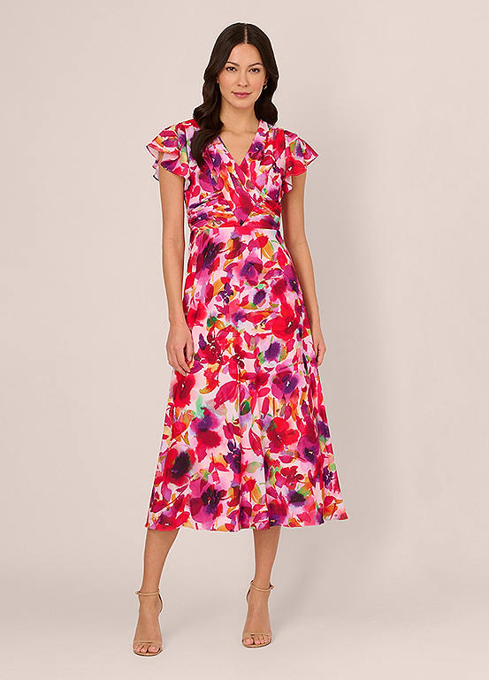 Adrianna Papell Floral Midi-Length Dress | Freemans
