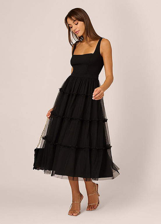 Adrianna Papell Knit & Mesh Midi Dress | Freemans