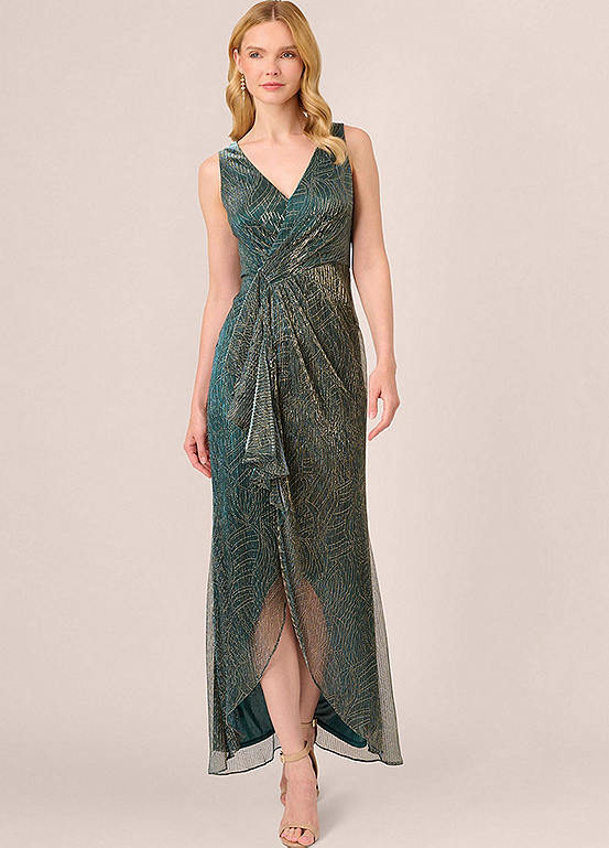 Adrianna Papell Metallic Mesh Cascade Gown | Freemans