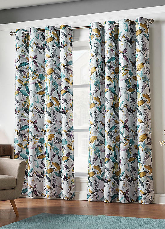 Alan Symonds Giverny Pair of Eyelet Blackout Curtains | Freemans