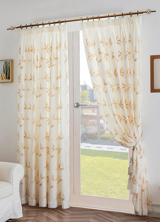 Alan Symonds Kingleaf Embroidered Pair of Pencil Pleat Lined Voiles ...