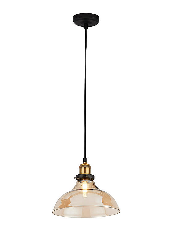 Amber Glass & Brass Single Ceiling Light | Freemans