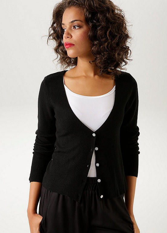 Aniston Button V-Neck Cardigan | Freemans