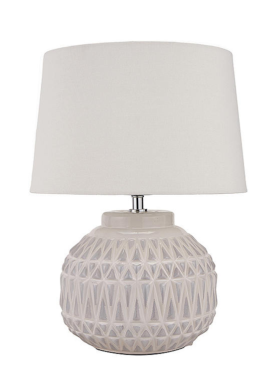 Anneli Warm White Aztec Texture Ceramic Table Lamp | Freemans