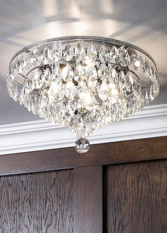 BHS Elsa Crystal Diamond Flush Ceiling Light | Freemans