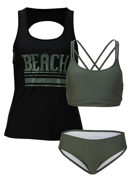 bonprix Cross Back Bikini Set with Tankini Top | Freemans