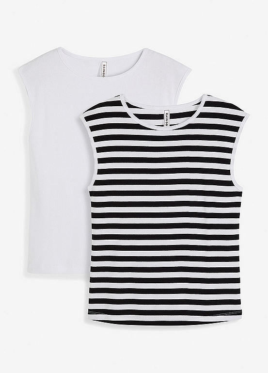 bonprix Pack of 2 Sleeveless Ribbed Tops | Freemans