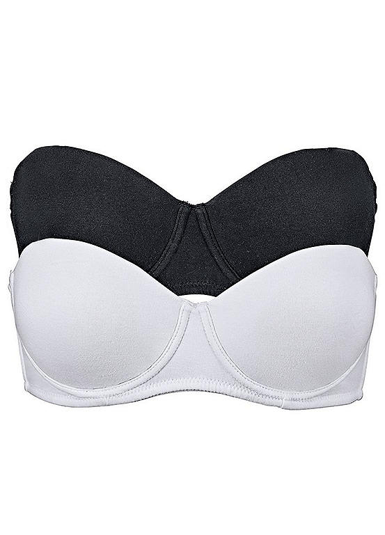 bonprix Pack of 2 Underwired Organic Cotton Strapless Bras | Freemans
