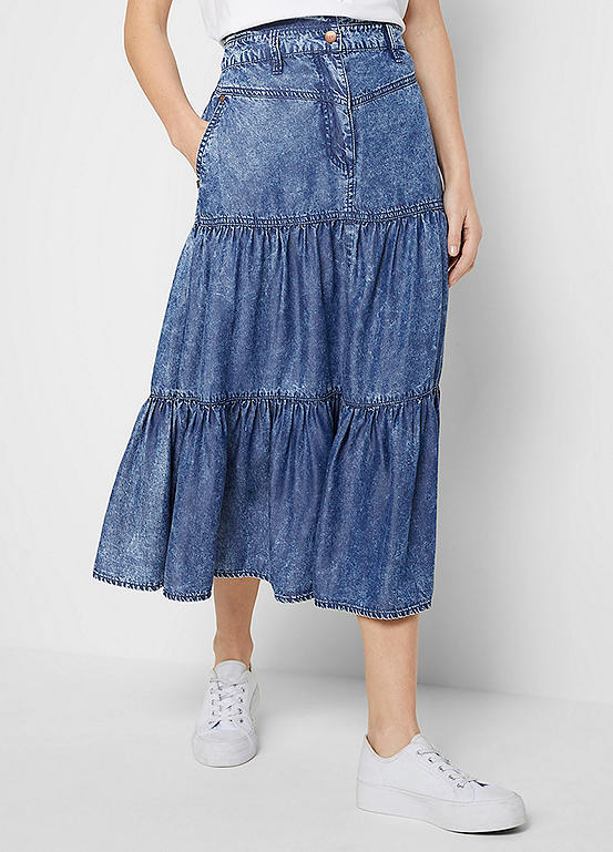 bonprix Tiered Denim Skirt | Freemans
