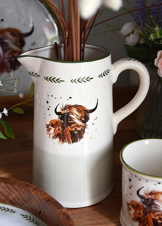 Candlelight Highland Cow Ceramic Jug | Freemans