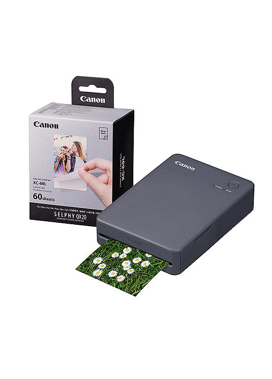 Canon Selphy QX20 Instant Photo Printer & 60 Shot Pack - Dark Grey ...